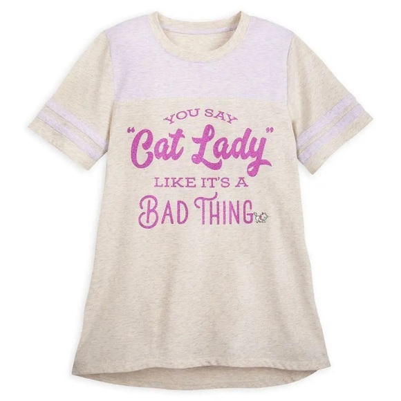 Disney | Tops | Nwt Disney Cat Lady Tee 2x Adorable Heathered Offwhite ...